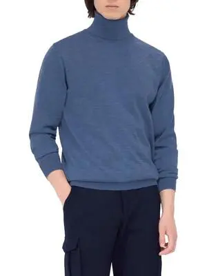 Bugatchi Sawyer Merino Wool Turtleneck Sweater - Denim
