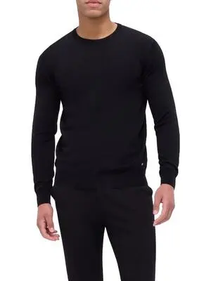 Bugatchi Scott Crewneck Merino Wool Sweater - Black