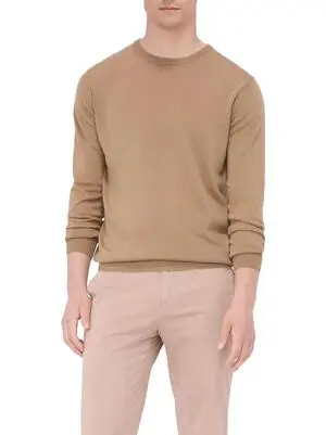 Bugatchi Bugatchi Scott Crewneck Merino Wool Sweater Camel