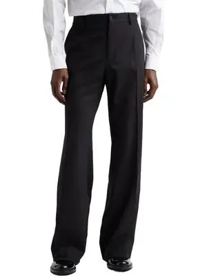 Dolce & Gabbana Pintuck Stretch Virgin Wool Straight Leg Trousers - N0000 Nero