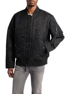 Alpha Industries Camo Quilted Flight Jacket - Black