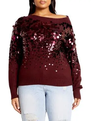 City Chic City Chic Braylin Embellished Sweater Oxblood