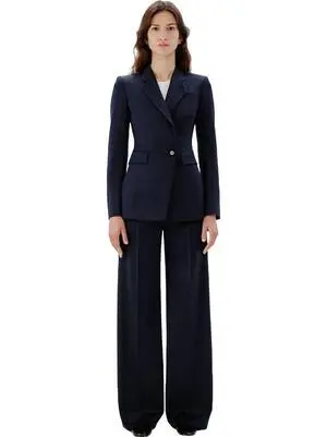 Another Tomorrow Seamed Waist Jacket - Navy