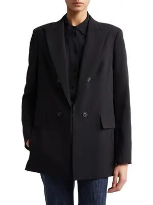 Akris Lucia Double-breasted Wool-blend Blazer - 009 Black