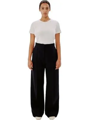 Another Tomorrow Doppio Wide Leg Pant - Black