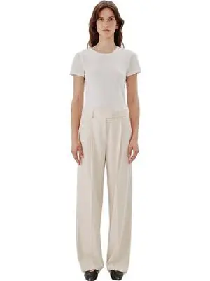 Another Tomorrow Another Tomorrow Relaxed Wide-Leg Wool Trousers Parchment