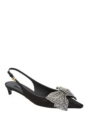 Dolce & Gabbana Kitten Heel Slingback Pump - 8s488 Nero/ Crystal
