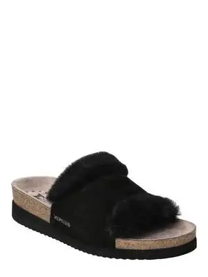 Mephisto Mephisto Hemeline Faux Fur Slide Sandal Black