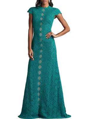 Tadashi Shoji Corded Lace Cotton-blend Gown - Caribbean