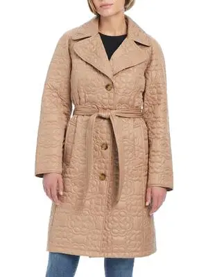 Kate Spade New York Belted Quilted Coat - Camel