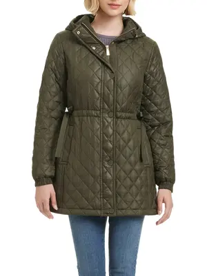 Kate Spade New York Water-resistant Diamond Quilted Jacket - New Dark Olive