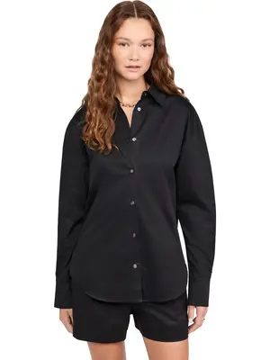 Sold Out NYC Classic Collar Shirttail Hem Button-down Shirt - Black