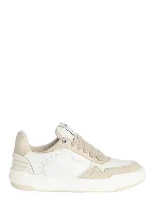 Zadig&Voltaire Wings Snakeskin-effect Leather Trainers - Ice