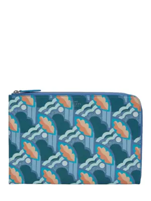 Smythson Smythson Panama Leather Slim Pouch Blue