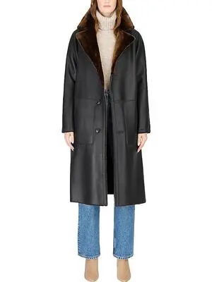 HISO Zira Reversible Shearling Coat - Macassar