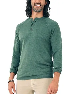 Faherty Brand Cloud Long Sleeve Henley - Deep Fern
