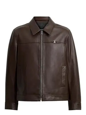 COACH Heritage C Lightweight Leather Jacket Brown