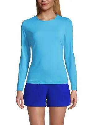 LANDS' END Long Sleeve Upf 50 Rash Guard - Turquoise