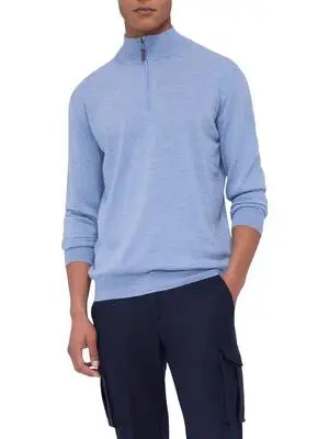 Bugatchi Bugatchi Merino Wool Quarter-Zip Pullover Air Blue