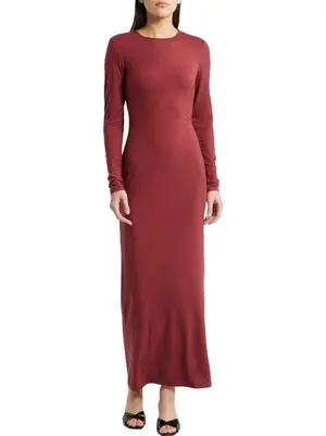 REFORMATION Reformation Tommie Long Sleeve Stretch Dress Chianti