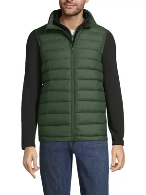 LANDS' END Lands' End Wanderweight Ultralight Packable Down Vest Estate Green Heather