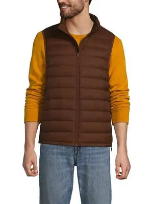 LANDS' END Lands' End Wanderweight Ultralight Packable Down Vest Warm Cinnamon