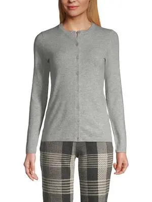 LANDS' END Cashmere Cardigan Sweater - Gray Heather