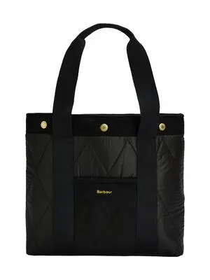 Barbour Healy Mixed Media Tote - Black/ancient