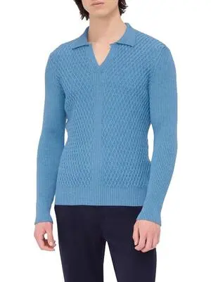 Bugatchi Bugatchi Merino Wool Johnny Collar Sweater Cobalt