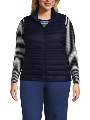 LANDS' END Wanderweight Packable Down Vest - Deep Sea Navy