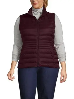 LANDS' END Wanderweight Packable Ultralight Down Vest - Lush Burgundy