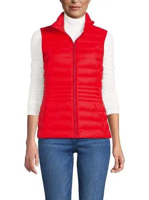 LANDS' END Wanderweight Packable Ultralight Down Vest - Bright Cherry