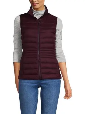 LANDS' END Wanderweight Packable Ultralight Down Vest - Lush Burgundy