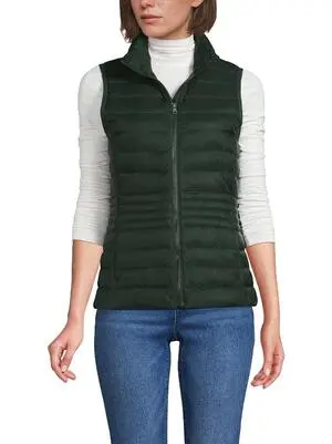 LANDS' END Wanderweight Packable Ultralight Down Vest - Woodland Forest