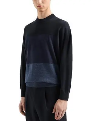 Emporio Armani Color Block Crewneck Sweater - Blue