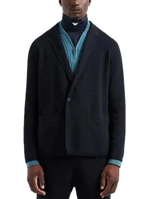 Emporio Armani Wool Blend Knit Blazer - Solid Medium