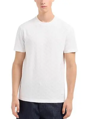 Emporio Armani Cotton Jersey Chevron Jacquard Tee - Off White
