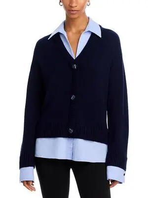 Cinq À Sept Megan Layered Look Cardigan - Navy/raincloud