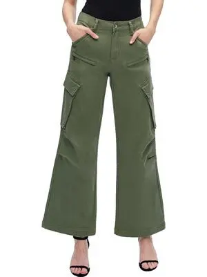 BAYEAS Fann High-waist Wide Leg Cargo Jeans - Green