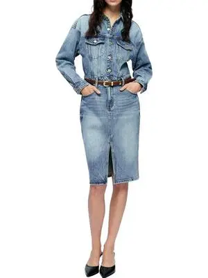 BAYEAS Doris Long Sleeve Denim Shirtdress - Island