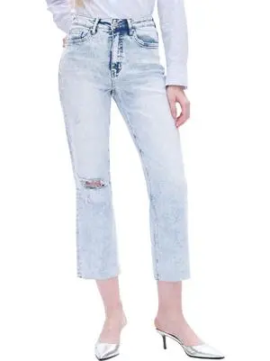 BAYEAS High-waist Distressed Straight Leg Jeans - Paradise
