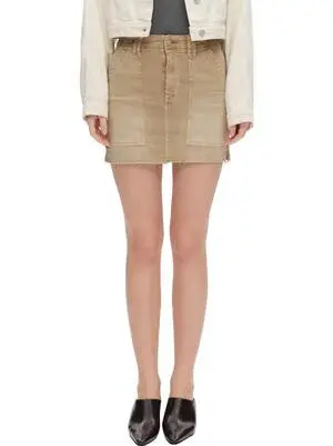 BAYEAS Cutoff Denim Miniskirt - Faded Khaki