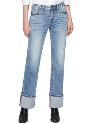 BAYEAS Bayeas Flora Deep Cuff Straight Jeans
