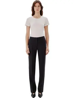 Another Tomorrow Classic Straight Leg Trouser - Black