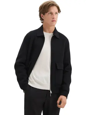 Theory Theory Sean Jacket In Double-Face Wool-Cashmere Black/dk Charcoal Mel