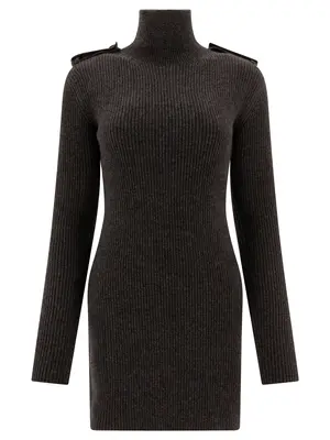 Alexander McQueen Ribbed Mini Dress - Grey
