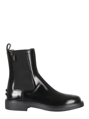 TOD'S Brushed Leather Chelsea Boots - Black