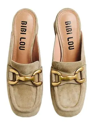 BIBI LOU Zagreb Heeled Loafers - Verde Olivia Kid Suede