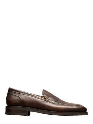 ALLEN EDMONDS RESERVE Grained Leather Penny Loafers - Dark Brown