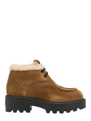 Miu Miu Suede Shearling Chukka Booties - Cannella